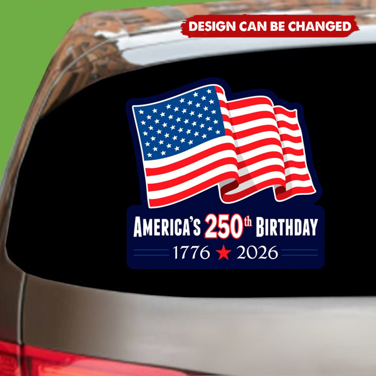 Patriotic American USA Flag - 250th Birthday 1776-2026 Car Window Deca ...